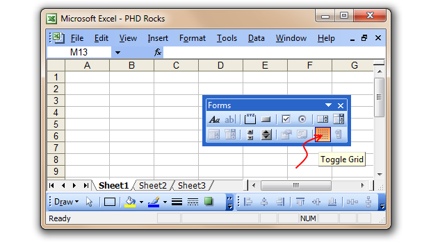 Quickly Turn Off Gridlines In Excel 2003 Using Forms Toolbar Excel 